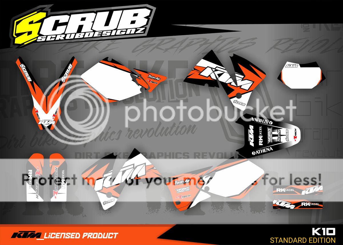 KTM graphics EXC 125 200 250 300 400 520 2003 2004 '03 '04 SCRUB enduro ...