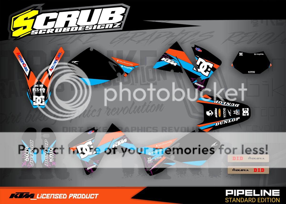 KTM graphics EXC 125 200 250 300 400 450 520 2003 2004 '03 '04 SCRUB ...